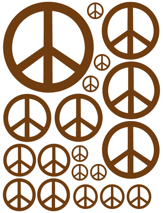 Brown Peace Sign Wall Decals | Peace Sign Sticker | WhimsiDecals