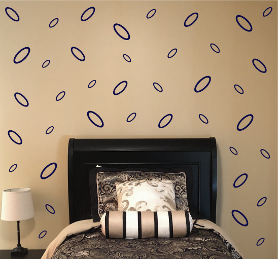 Navy Blue Oval Shaped Wall Decals | Bedroom Wall Decor | WhimsiDecals