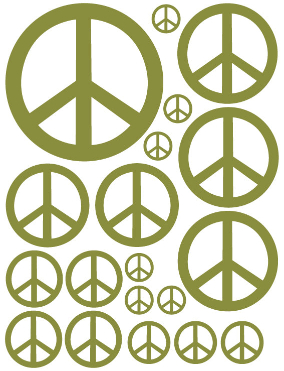 Olive Green Peace Sign Wall Decals | Peace Sign Sticker | WhimsiDecals