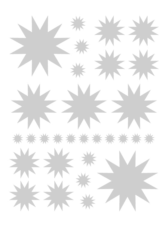 Silver Starburst Wall Decals & Stickers | Retro Stars | WhimsiDecals