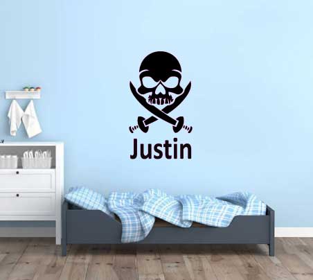 Skull & Knives Wall Decal | Custom Pirate Sticker | Whimsi Decals ...